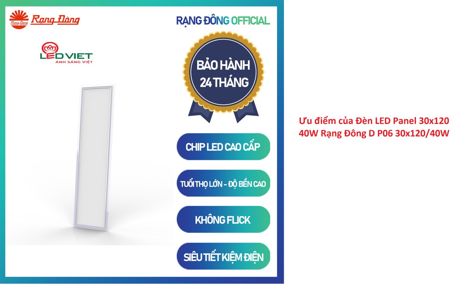 Đèn LED Panel 300x1200 40W Rạng Đông D P06 300x1200/40W