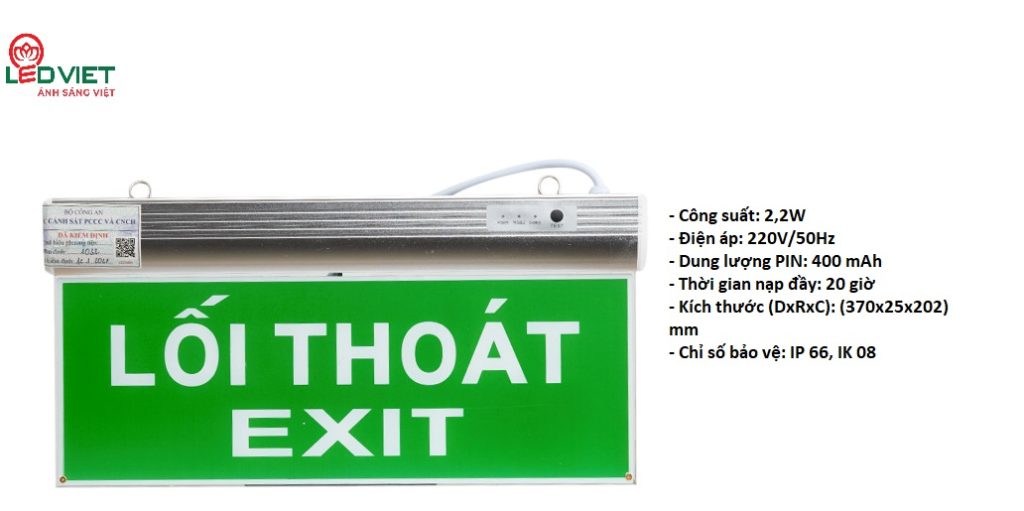 Đèn LED Chỉ Dẫn Exit 2 Mặt 2W Rạng Đông D CD01 40x20/2.2W