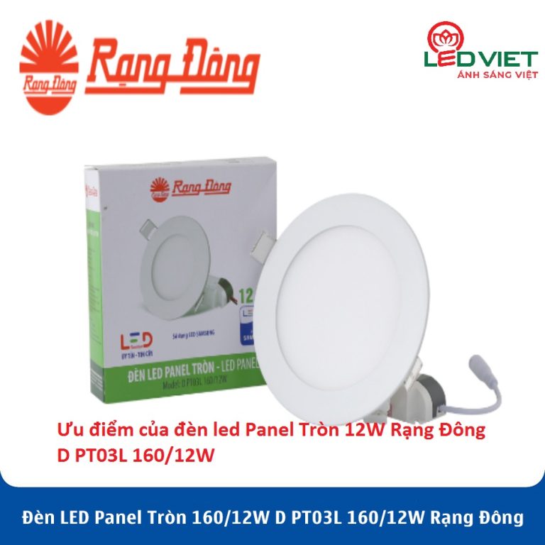 Đèn LED Panel Tròn 12W Rạng Đông PT03 160/12W